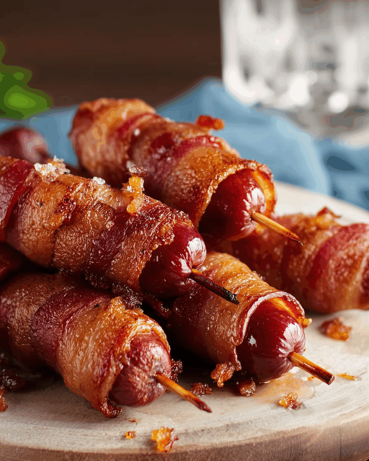 Speck-umwickelte Würstchen – Pikante Mini-Snacks mit süßem Crunch